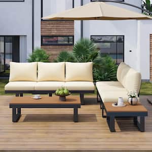 AECOJOY 8-Piece Patio Wicker Boho Conversation Set with Cushions and ...