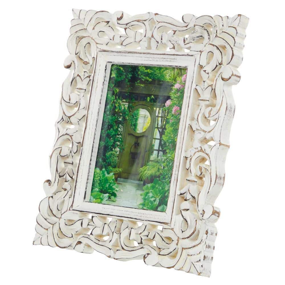 Litton Lane White Wood Farmhouse Photo Frame 11 in. x 9 in. 54642 - The ...