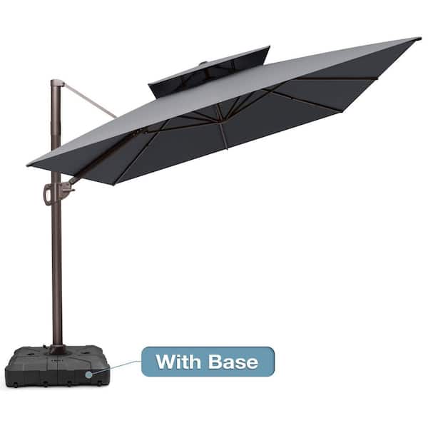 CLOUDFLY 12 ft. x 9 ft. Versatile Cantilever Umbrella and 260 lbs. HDPE ...