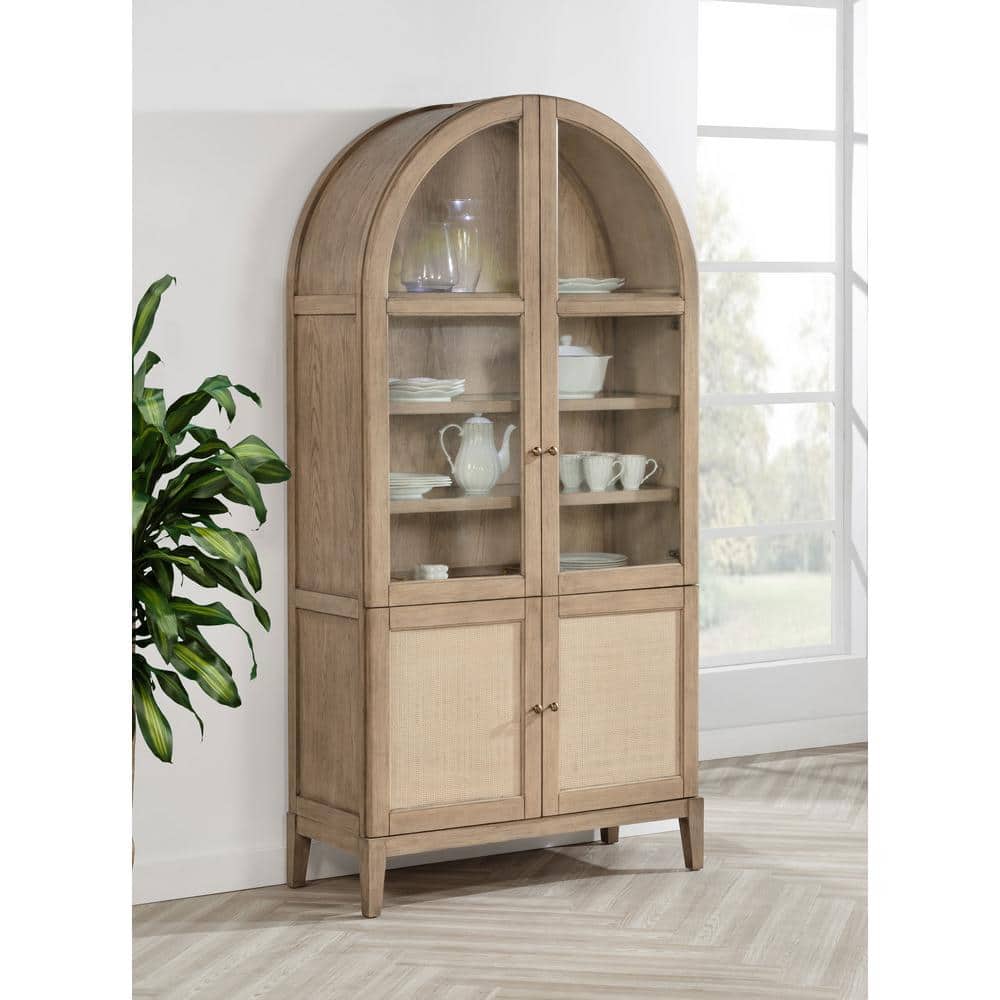 Coaster Kailani Beige Oak 82 in. Display Cabinet with Four Tiers of ...