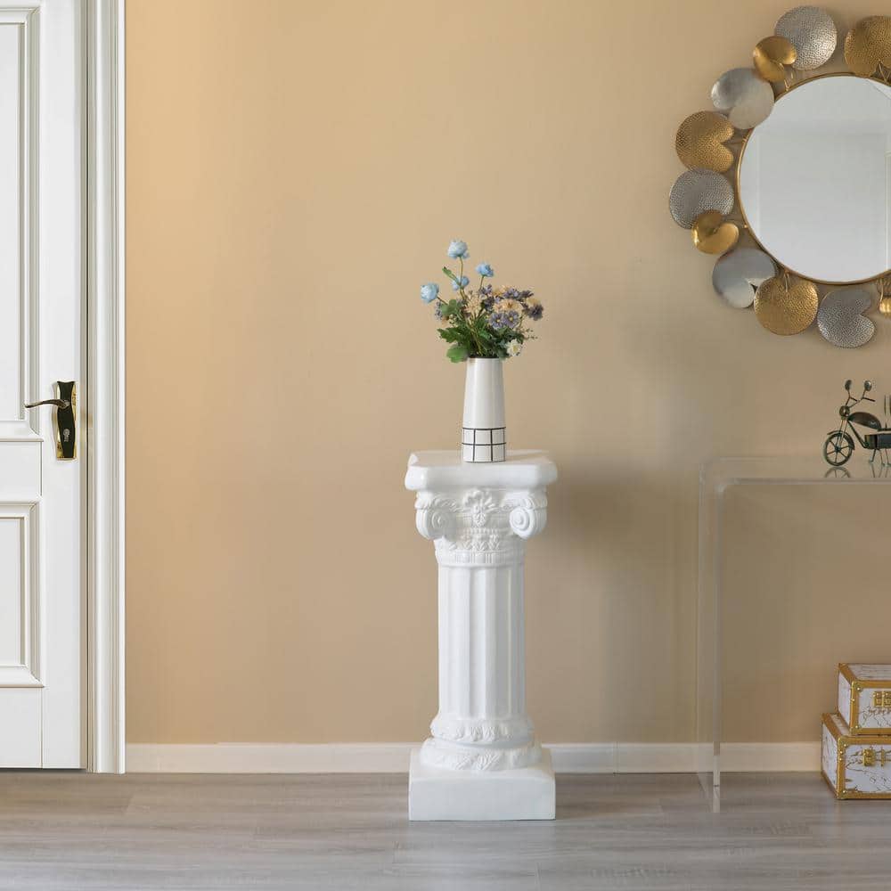 Uniquewise Fiberglass White Plinth Roman Style Column Piller Pedestal ...