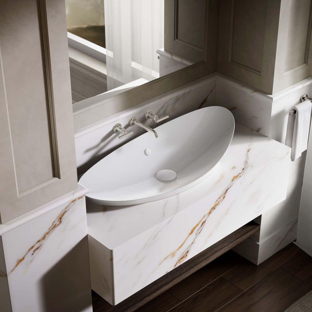 KOHLER Veil 38.6 in. x 16 in. Vessel Bathroom Sink in White Fireclay K ...