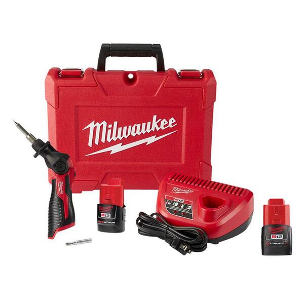 Milwaukee M12 12-Volt Lithium-Ion Cordless Soldering Iron with Compact Battery Pack 2.0Ah and ...