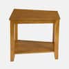 wetiny 16 in. Wedge Shape Oak Wood End Table with Lower Shelf ...