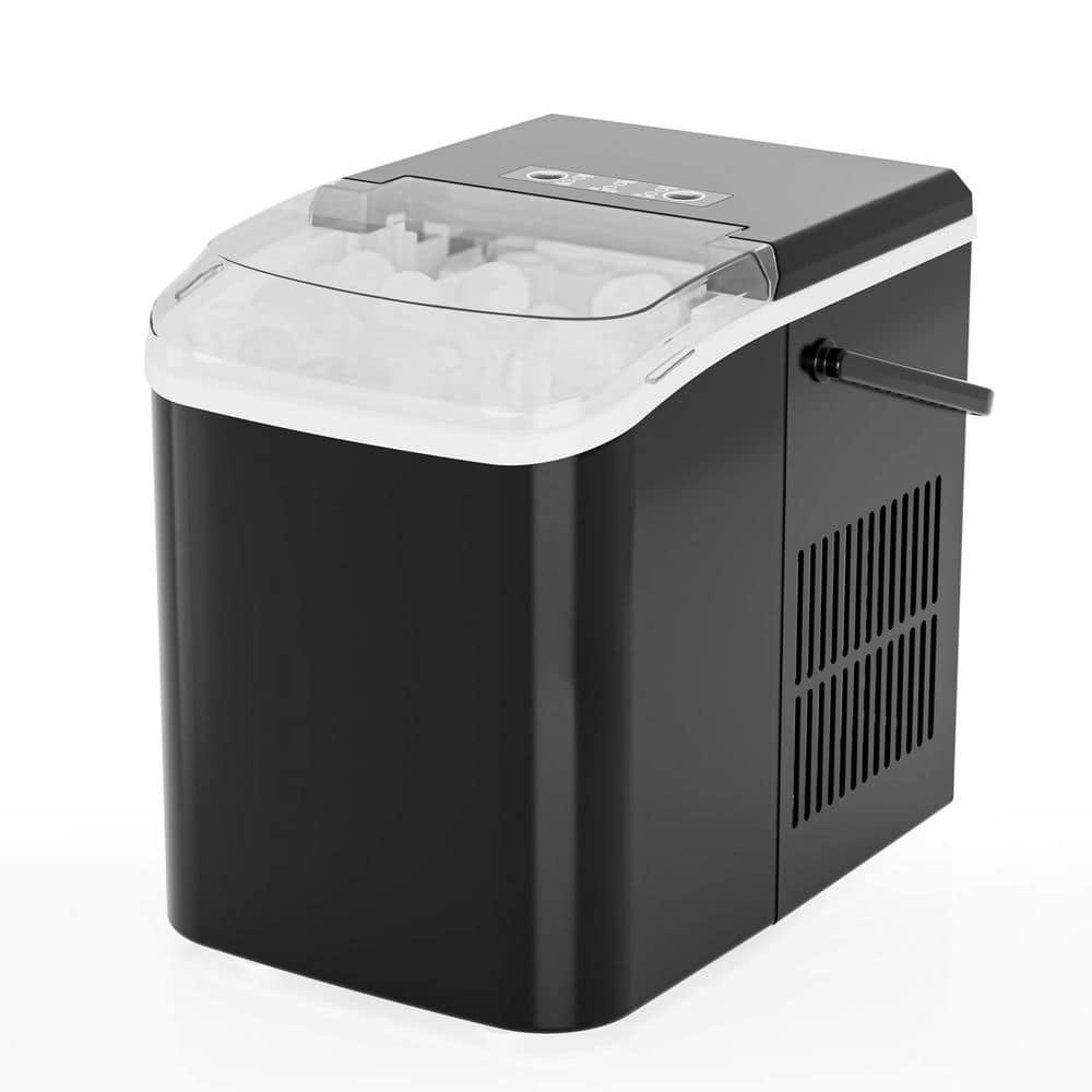 Sweetcrispy Carlos 8.86 in. 26.5 lb. Bullet Countertop Portable Ice Maker in Black with Self ...