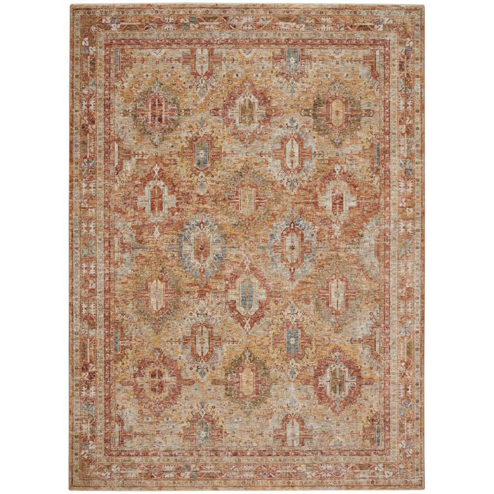 Nourison Sahar Rust 9 ft. x 13 ft. Floral Vintage Traditional Area Rug ...