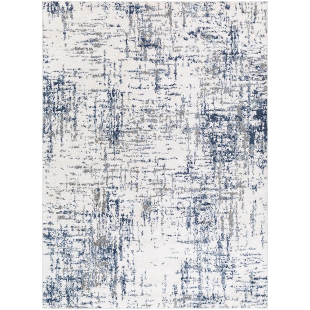 Livabliss Osaka Blue/White Abstract 7 ft. x 9 ft. Indoor Area Rug ...