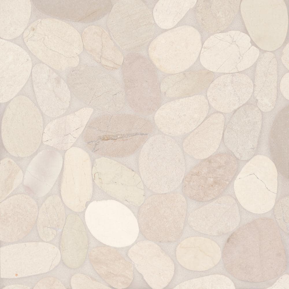 Bedrosians Waterbrook Pebble 2 in. x 2 in. White Stone Mosaic Tile (11 ...
