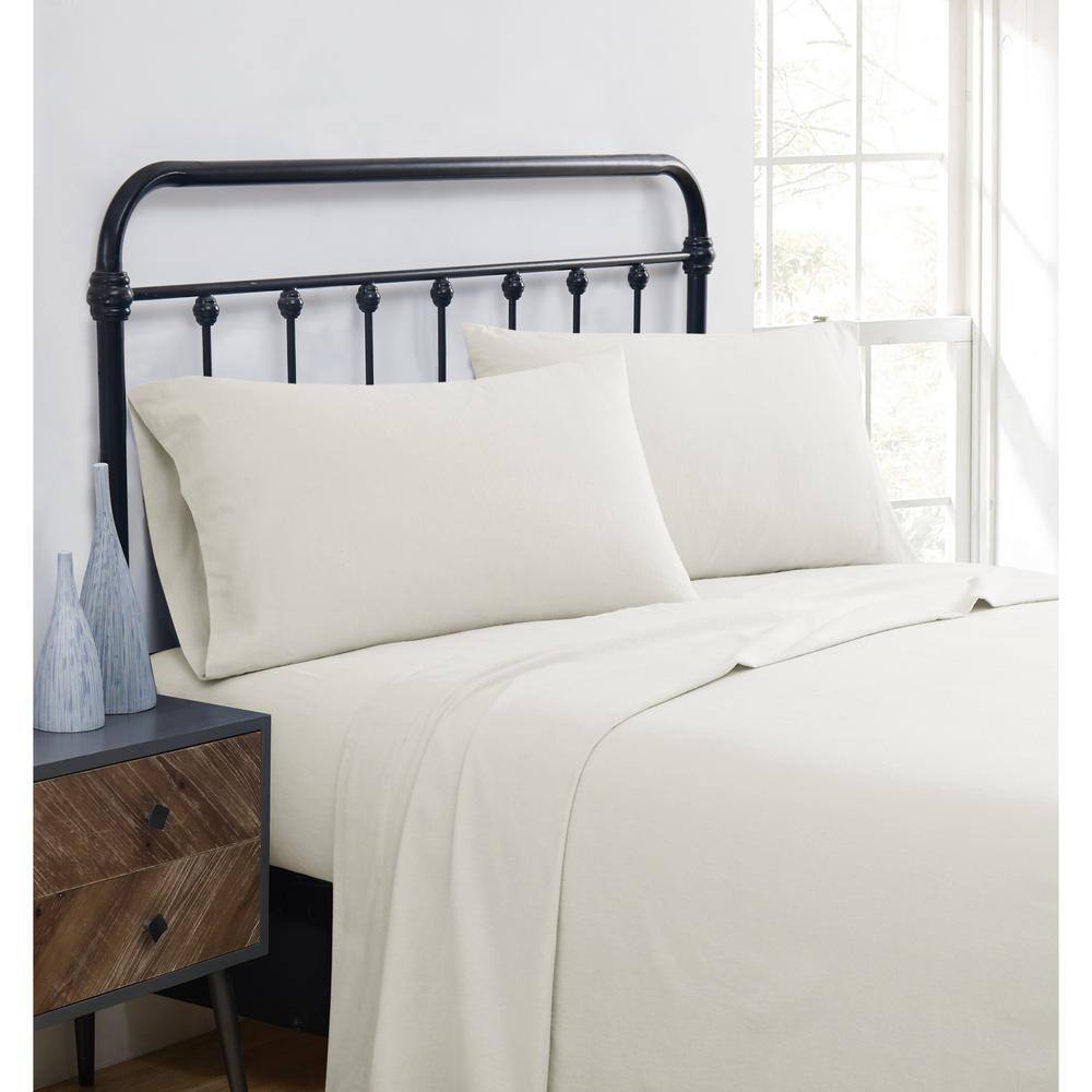 Truly Soft Solid Ivory King Cotton Flannel Sheet Set SS4266IVKG-4700 - The Home Depot