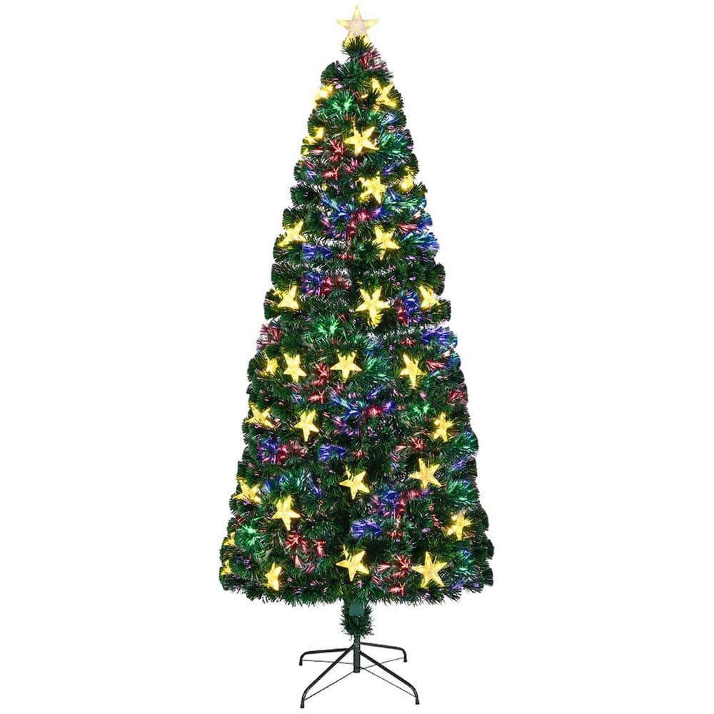 6 ft. Pre-Lit Artificial Christmas Tree with Large Stars, 185 LED ...