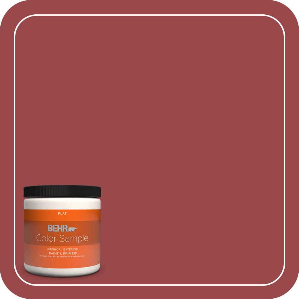 BEHR PREMIUM PLUS 8 oz. #150D-7 Regal Red Flat Interior/Exterior Paint ...