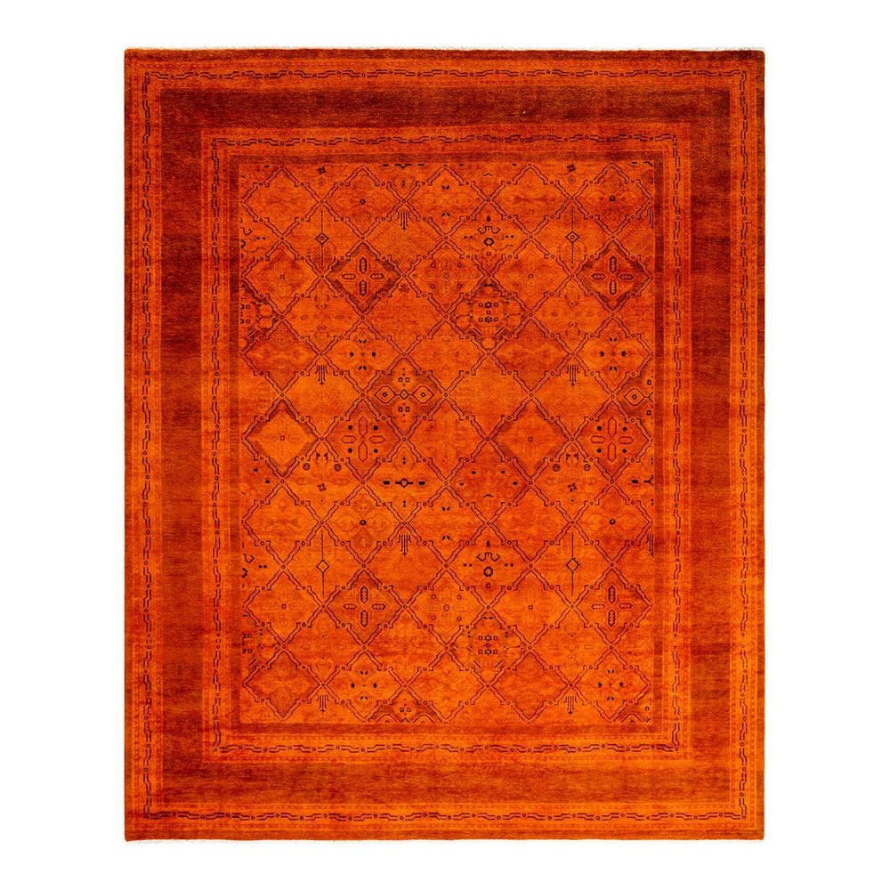 Chloe & Olivia Home Overdyed Orange 8 ft. x 10 ft. Solid Wool Indoor ...