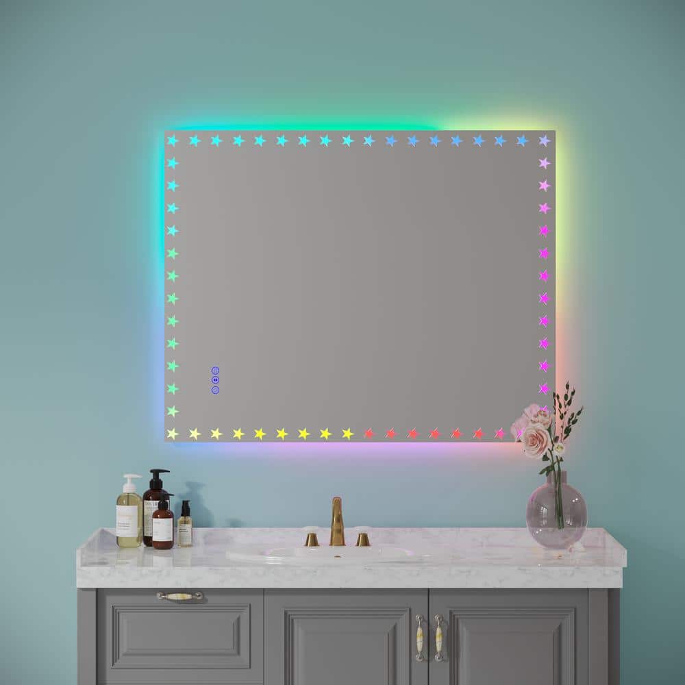 40 in. W x 32 in. H Rectangular Framed Anti-Fog Dimmable Wall Bathroom ...