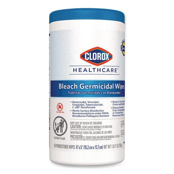 Clorox Healthcare Bleach Germicidal Disinfecting Wipes, 6 in. x 5in ...