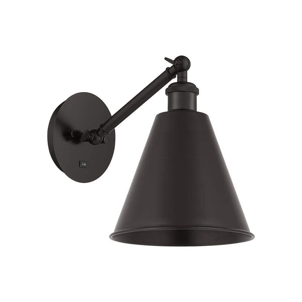 Innovations Ballston Cone 1-Light Matte Black Wall Sconce with Black ...