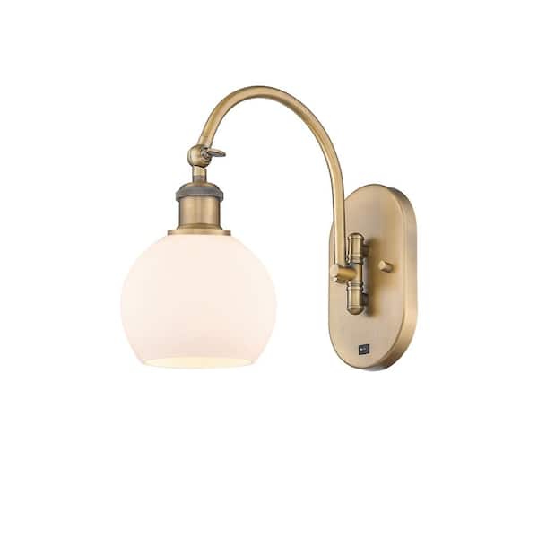 Innovations Athens 1-Light Brushed Brass, Matte White Wall Sconce with ...