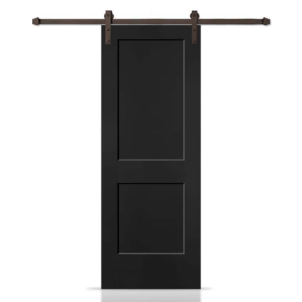 CALHOME 36 in. x 80 in. Black Painted MDF Solid Core 2-Panel Shaker ...
