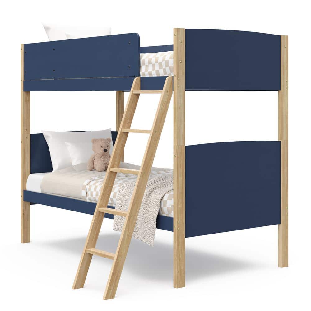 Storkcraft Delray Midnight Blue with Natural Twin-Over-Twin Bunk Bed ...
