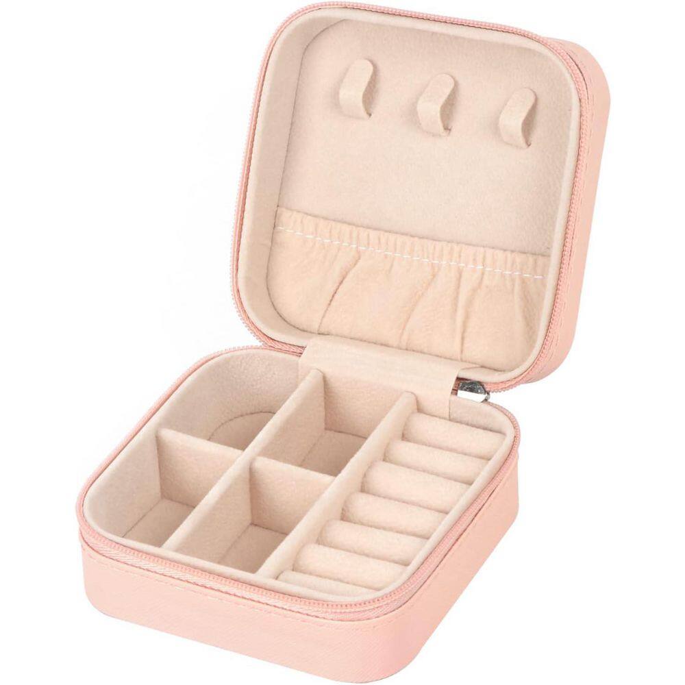 Pink Portable PU Leather Mini Jewelry Box YJ00660 - The Home Depot