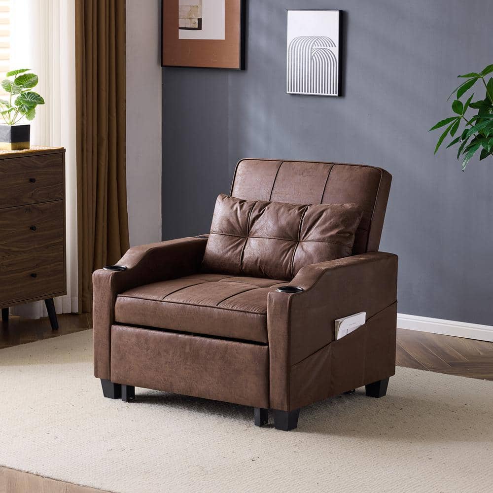 Winado 68.2 in. Rustic Hot Stamping Fabric Full Size Sofa Bed ...