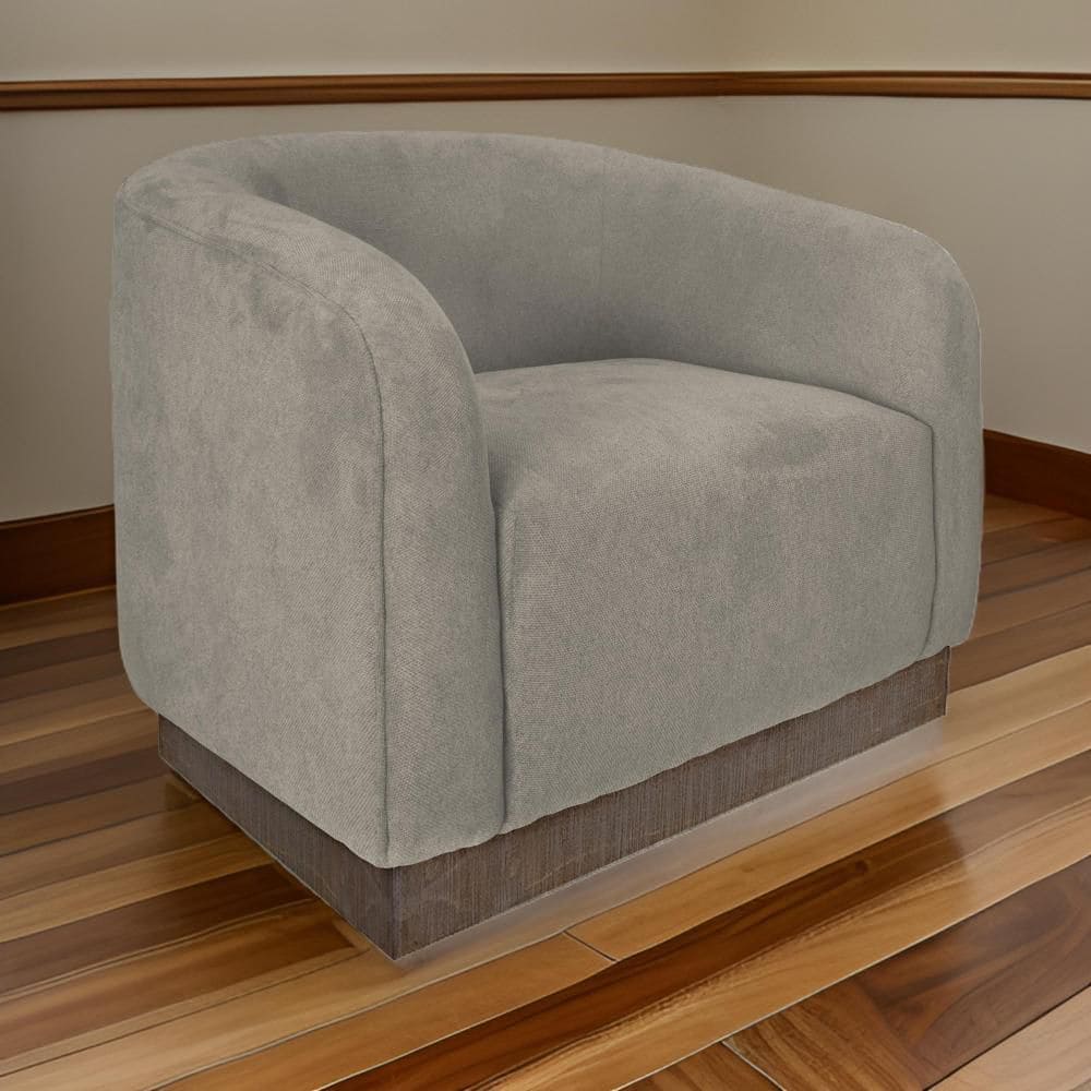 Benjara Ino Almond Gray and Brown Polyester Accent Chair BM320778 - The ...