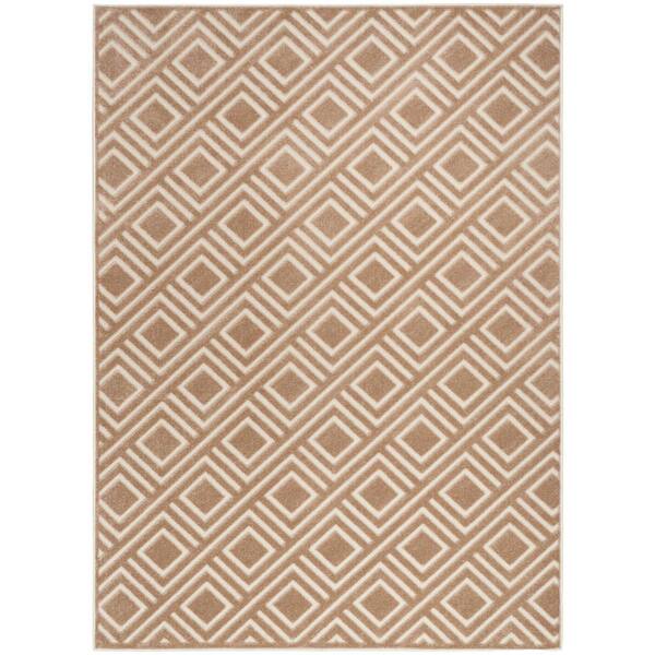 Nourison Casual Brown 4 ft. x 6 ft. Checker Contemporary Area Rug ...