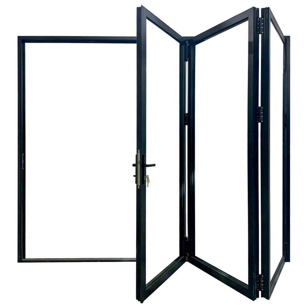 TEZA DOORS Teza 88 Series 108 in. x 80 in. Matte Black Left to Right ...