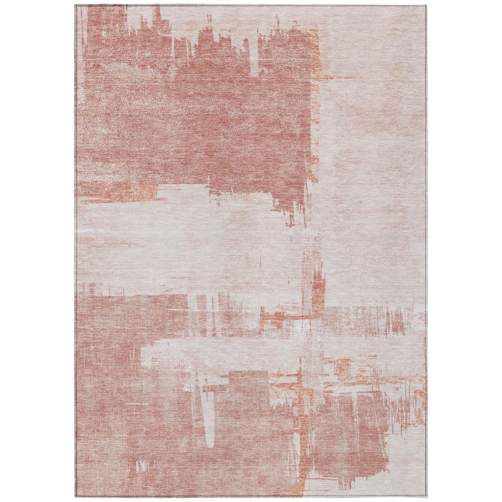 HomeRoots Blush, Mauve, Ivory 5 ft. x 8 ft. Woven Abstract Polyester ...