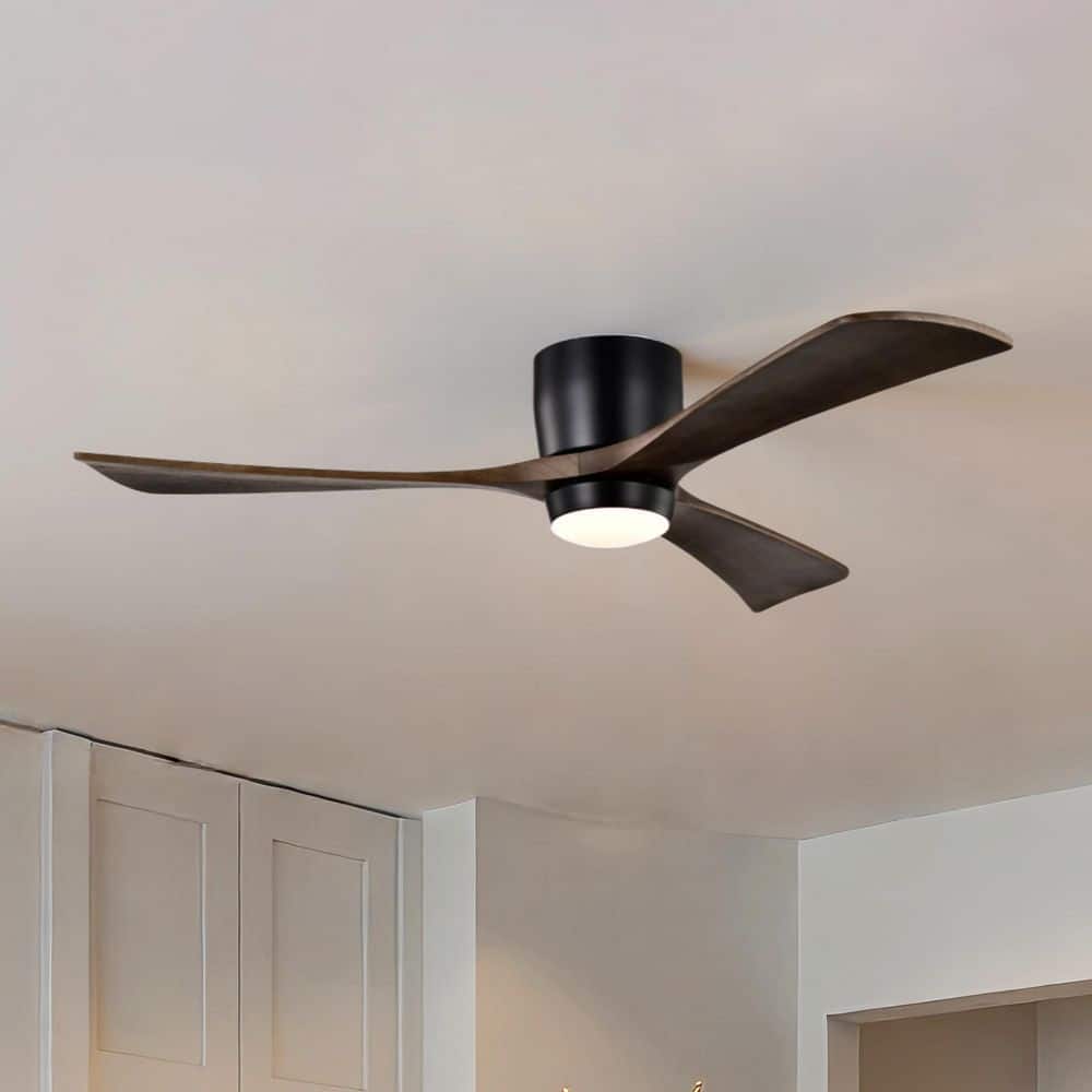 MODERN HABITAT 52 in. Integrated LED Indoor Flush Mount Matte Black ...