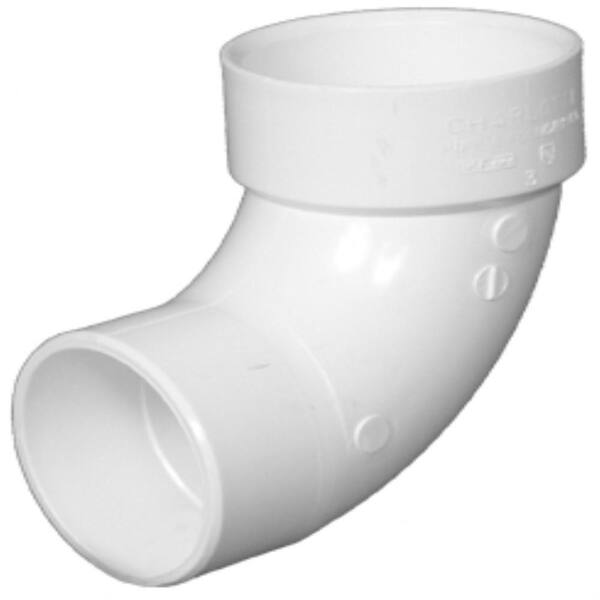 Charlotte Pipe 6 in. PVC DWV 90-Degree Spigot x Hub 1/4 Bend Street Elbow Fitting PVC 00302 1600