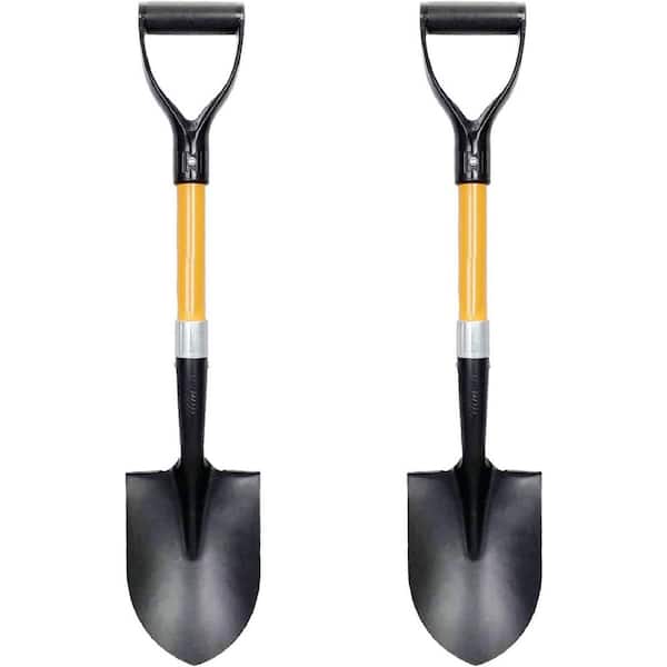 Ashman Online Short Handle Digging Shovel 27 in. Length Sturdy Shovel Fiberglass Handle Grip Ashman Metal Blade Garden Shovel 2 Pack MiniRoundShovel2Pk The Home Depot