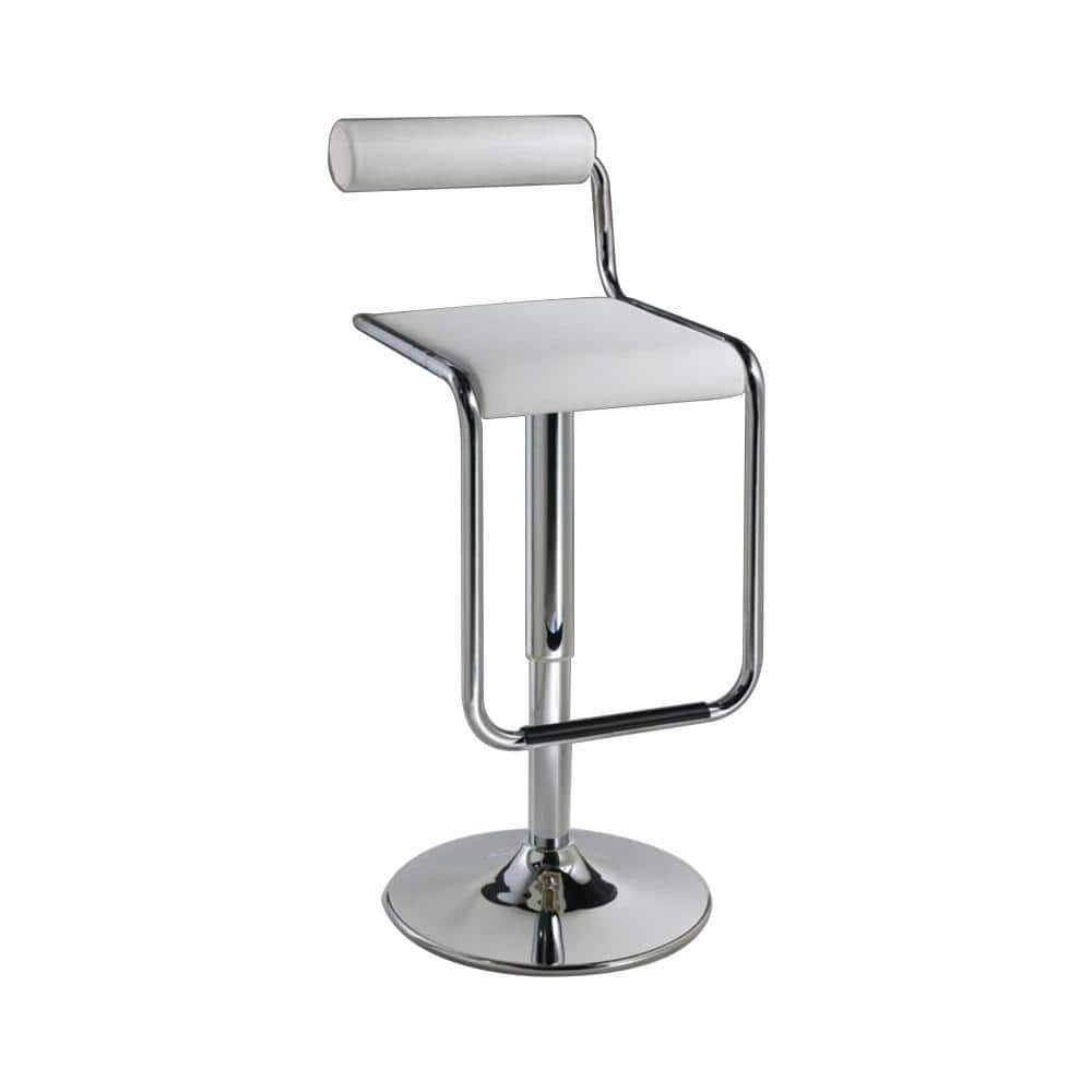 Benjara 27 in. White and Chrome Low Back Metal Frame Bar Stool with ...