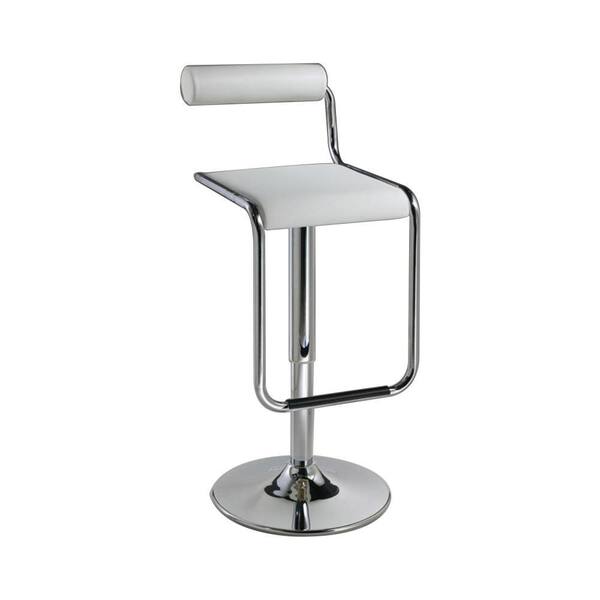 Benjara 27 in. White and Chrome Low Back Metal Frame Bar Stool with ...