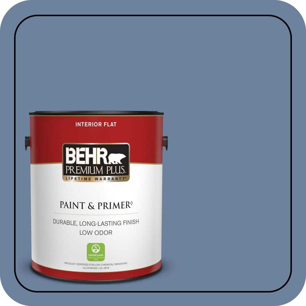BEHR PREMIUM PLUS 1 gal. #S530-5 Brisk Blue Flat Low Odor Interior ...