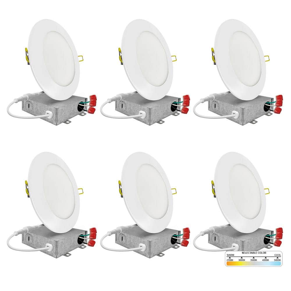 NuWatt 3 in. Slim Recessed 6-Watt LED Recessed Light Kit in White Trim ...