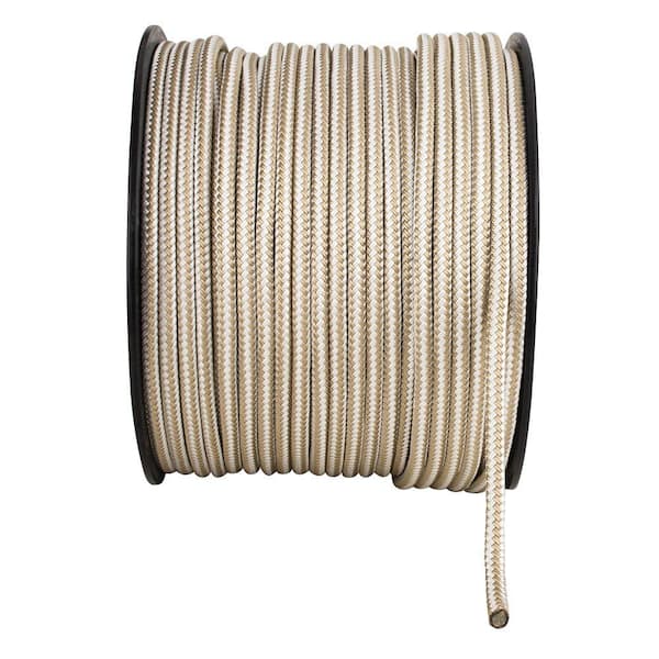Everbilt 3/8 in. x 500 ft. White/Gold Double Braided Nylon Rope Reel ...