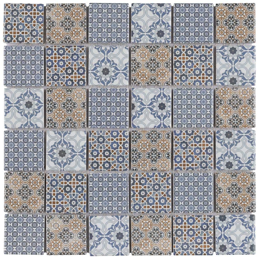 Merola Tile Classico 2 in. Square Mix 6 in. x 6 in. Porcelain Mosaic ...
