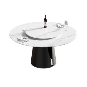 Magic Home 59.05 in. Modern Round White Rotary Lazy Susan Sintered ...