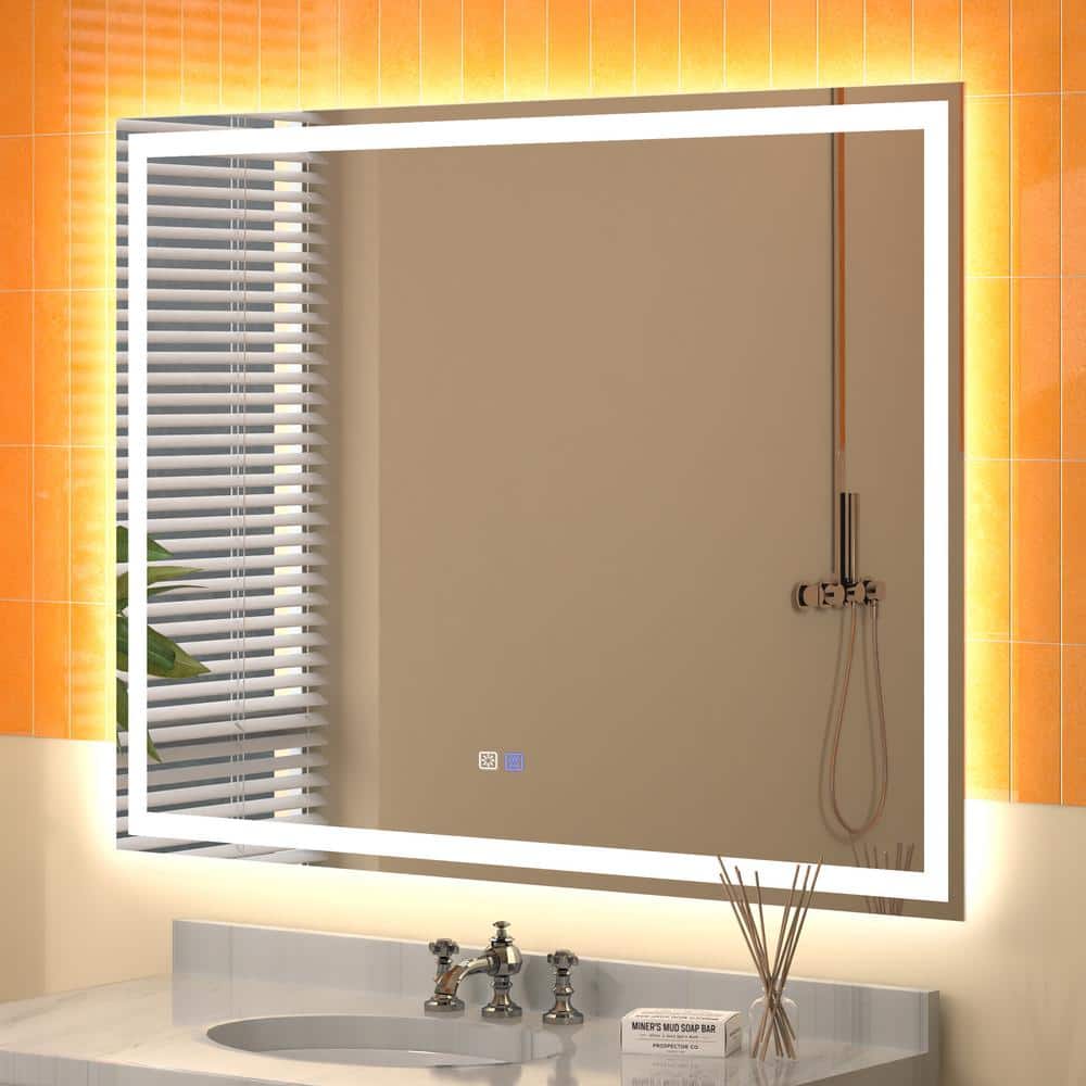ExBrite Derrin 48 in. W x 36 in. H Large Rectangular Frameless Anti-Fog ...