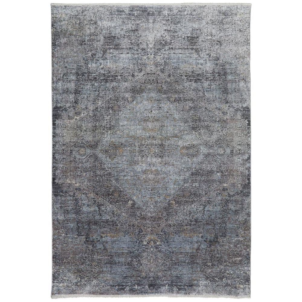 HomeRoots 4 ft. x 5 ft. Gray, Silver Abstract Area Rug 2000566329 - The ...