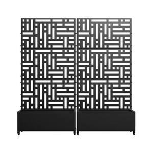 Lirago 72 in. x 71 in. Black Privacy Screen Galvanized Freestanding ...
