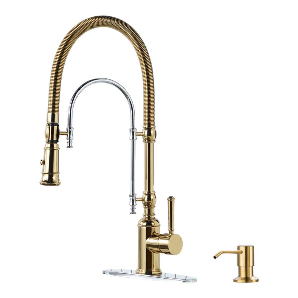AVITAS Single Handle Pull Down Sprayer Kitchen Faucet Solid Brass with ...