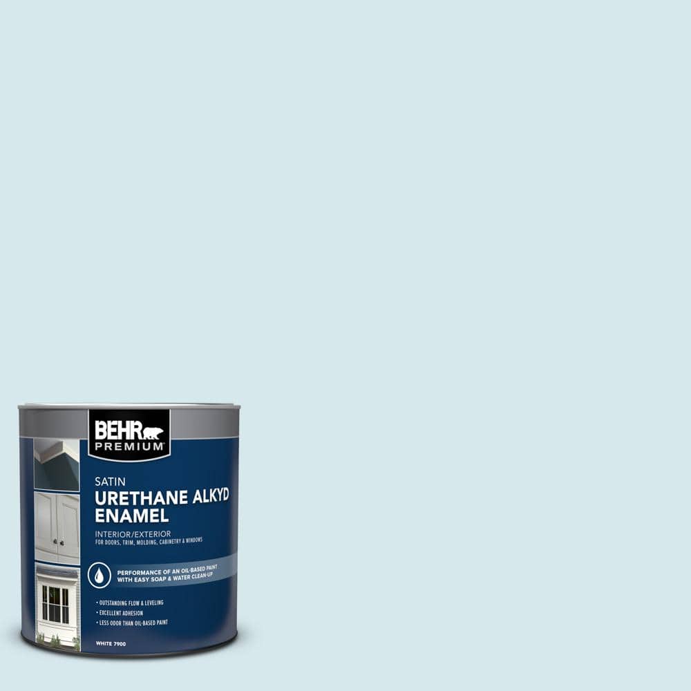 BEHR PREMIUM 1 qt. #S490-1 Permafrost Satin Enamel Urethane Alkyd ...