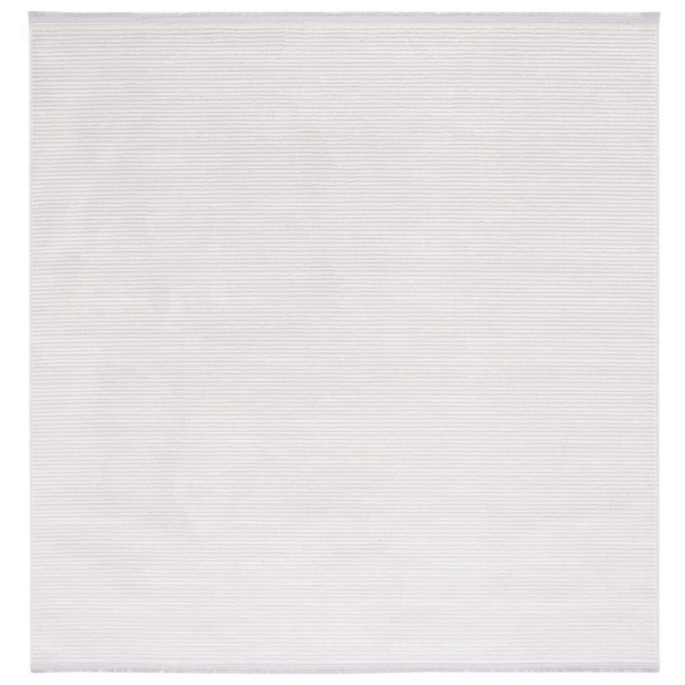 SAFAVIEH Whisper 7 ft. x 7 ft. Ivory/Ivory Marle Striped Square Area ...
