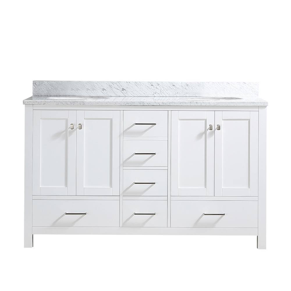TCYO 60 in. W x 22 in. D x 40 in. H Freestanding Bath Vanity in White ...