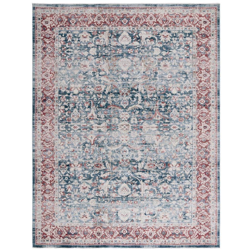 SAFAVIEH Antique Patina 8 ft. x 10 ft. Blue/Rust Distressed Border ...