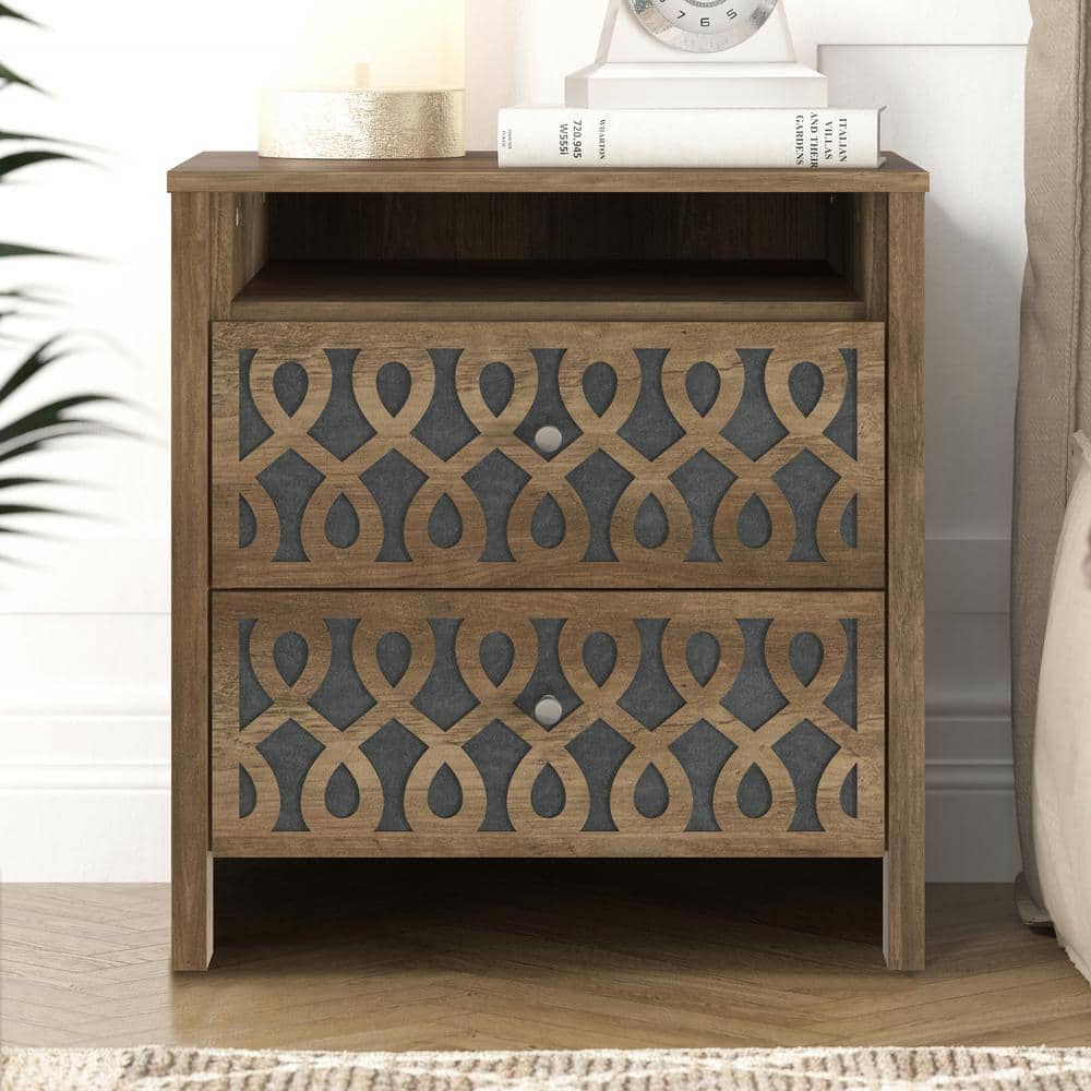 GALANO Dobbin Knotty Oak 20.9 in. 2-Drawer Nightstand SH-KOPU2917GTWA ...