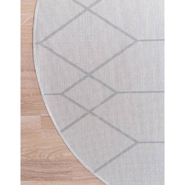 Unique Loom Matrix Trellis Deco White 3 ft. 3 in. x 3 ft. 3 in. Round ...