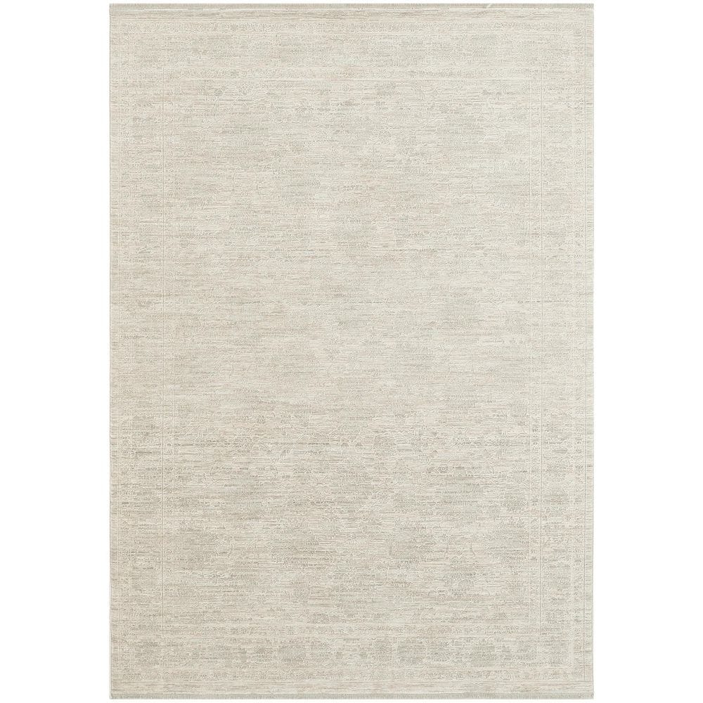 Nourison Outlines Ivory Grey 4 ft. x 6 ft. Medallion Traditional Area Rug 153499 - The Home Depot