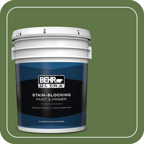 BEHR ULTRA 5 gal. #420D-7 Dill Pickle Satin Enamel Exterior Paint ...